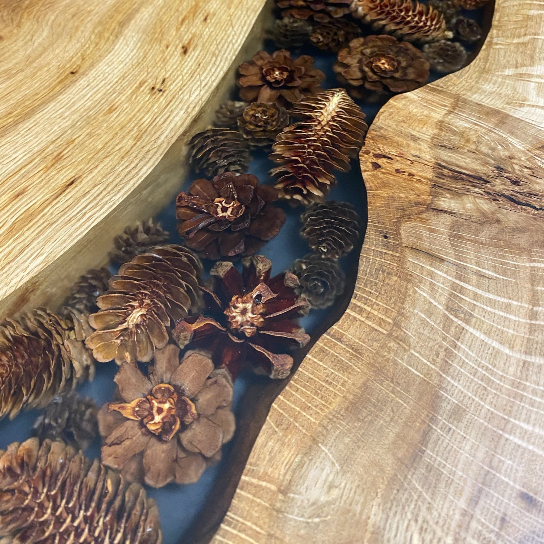 Oak & Epoxy Resin Coffee Table - Pine Cones – C&S Projects